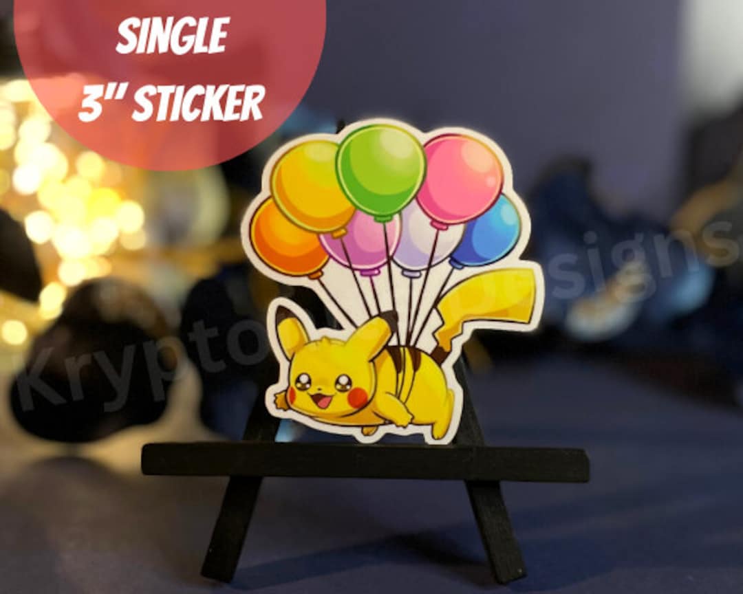 Pikachu Flying With Balloons Sticker Pokémon Sticker - Etsy