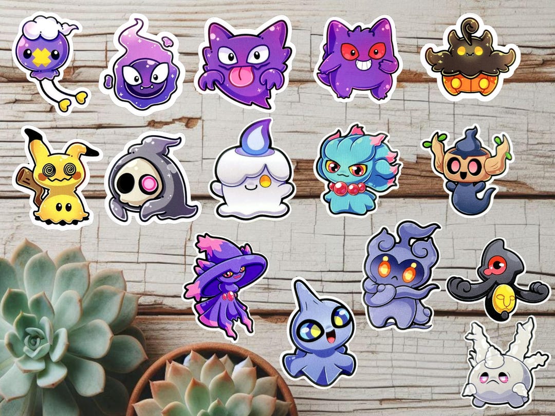 Ghost Pokémon Sticker Set of 15 Pokémon Sticker Gastly, Haunter, Gengar ...
