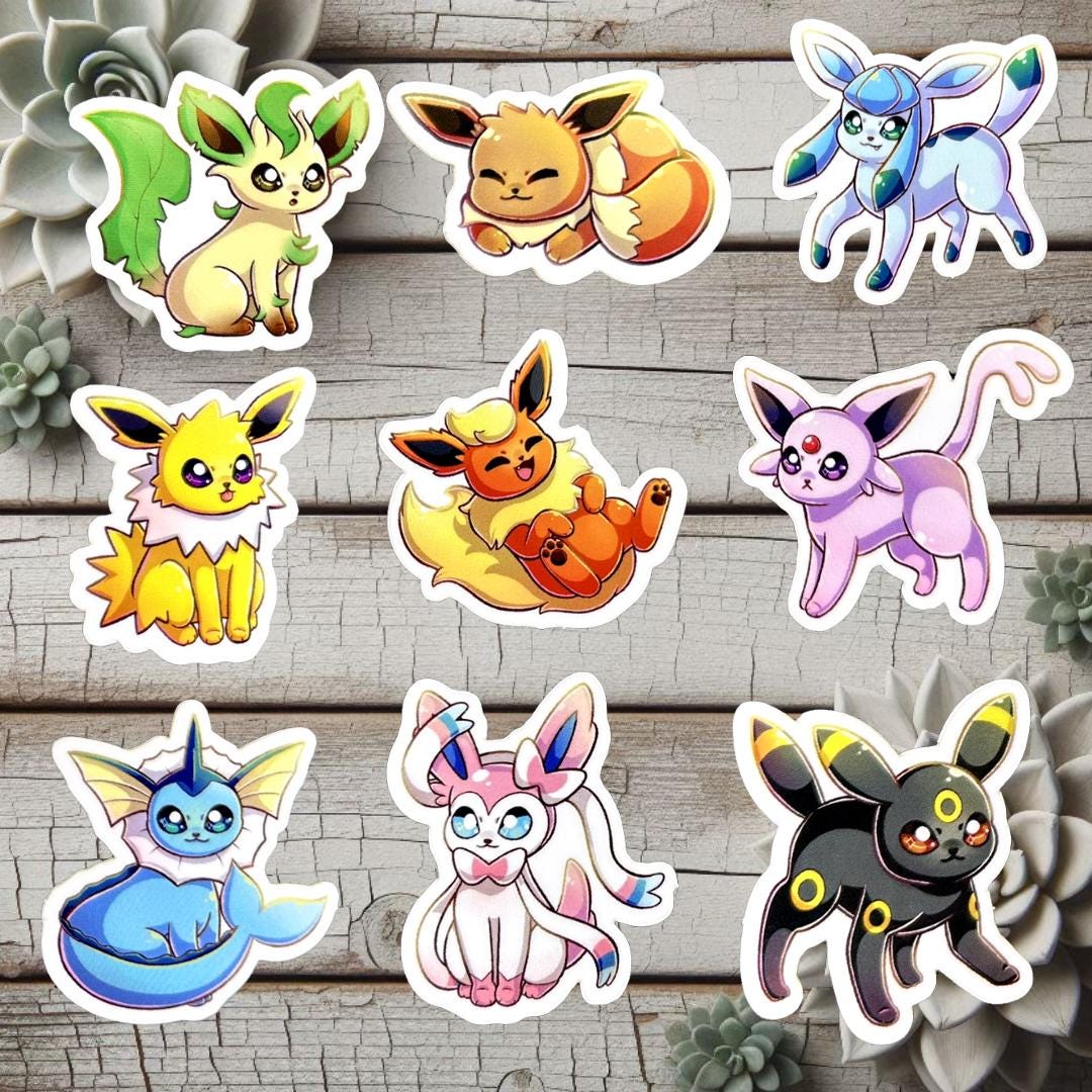 CLEARANCE Closing Shop Eevee Evolution Set of 9 Die-cut Vinyl Sticker ...