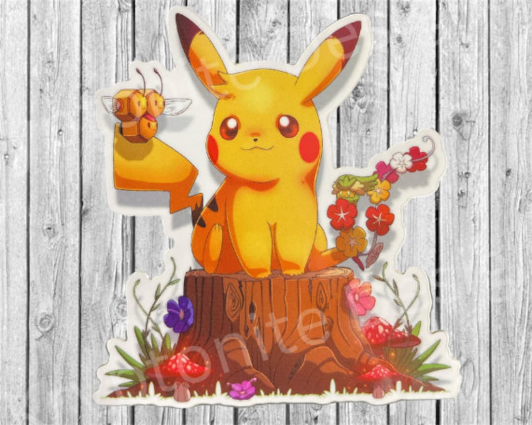 Cute Woodsy Pikachu Sticker Die-cut Vinyl Sticker Full-color Stickers ...