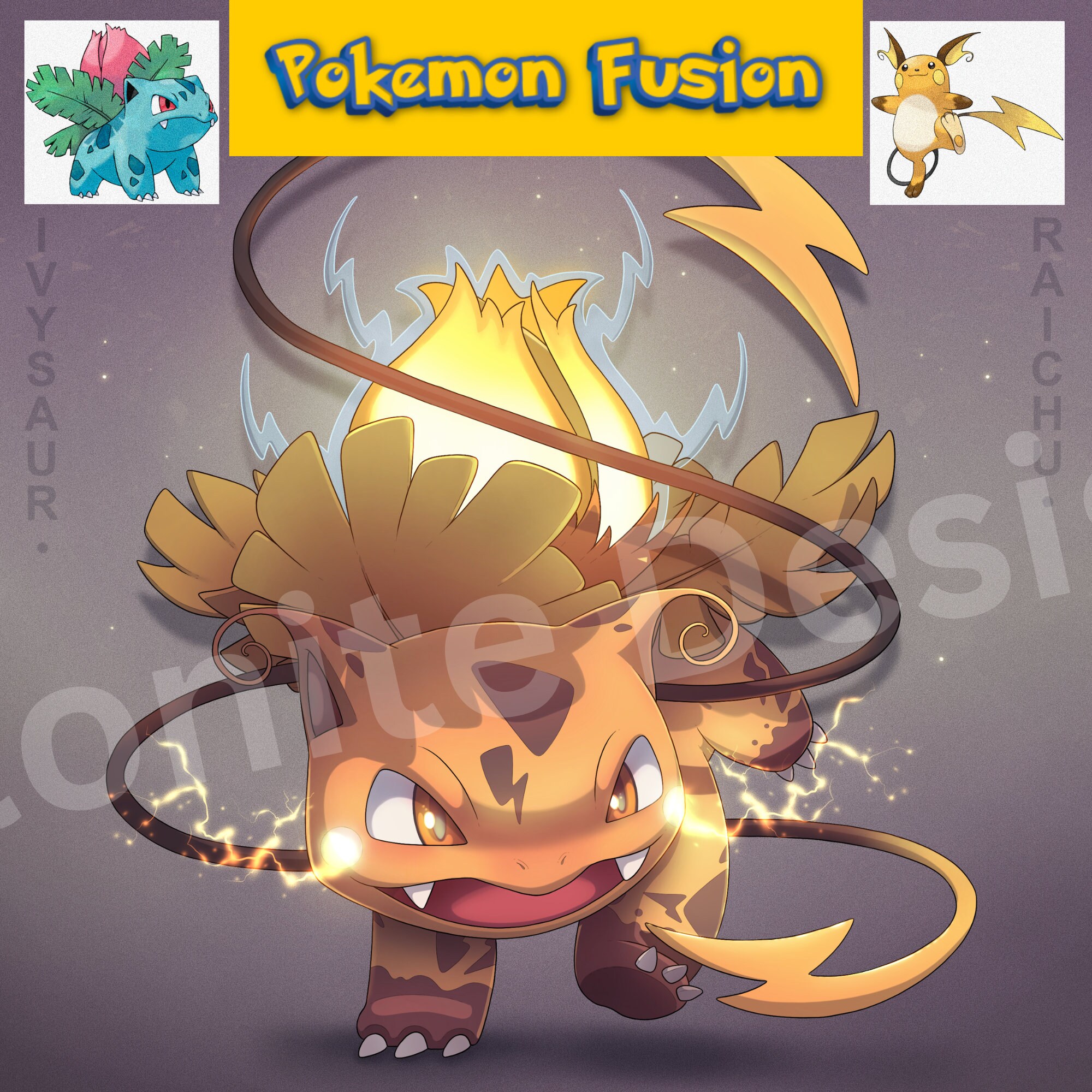 RAICHU and IVYSAUR POKEMON Fusion Sticker Pokemon Die-cut - Etsy
