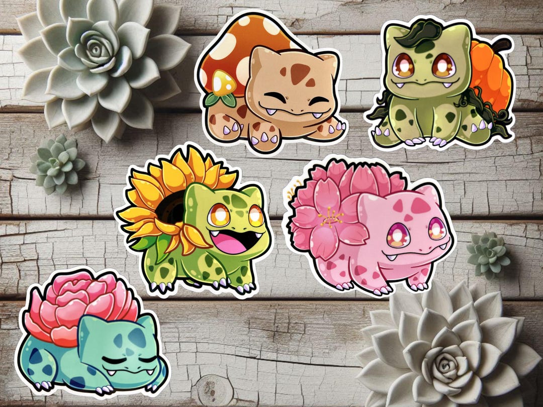 Sunflower Bulbasaur Sticker Pokémon Sticker Pokémon Trendy Paper Die ...