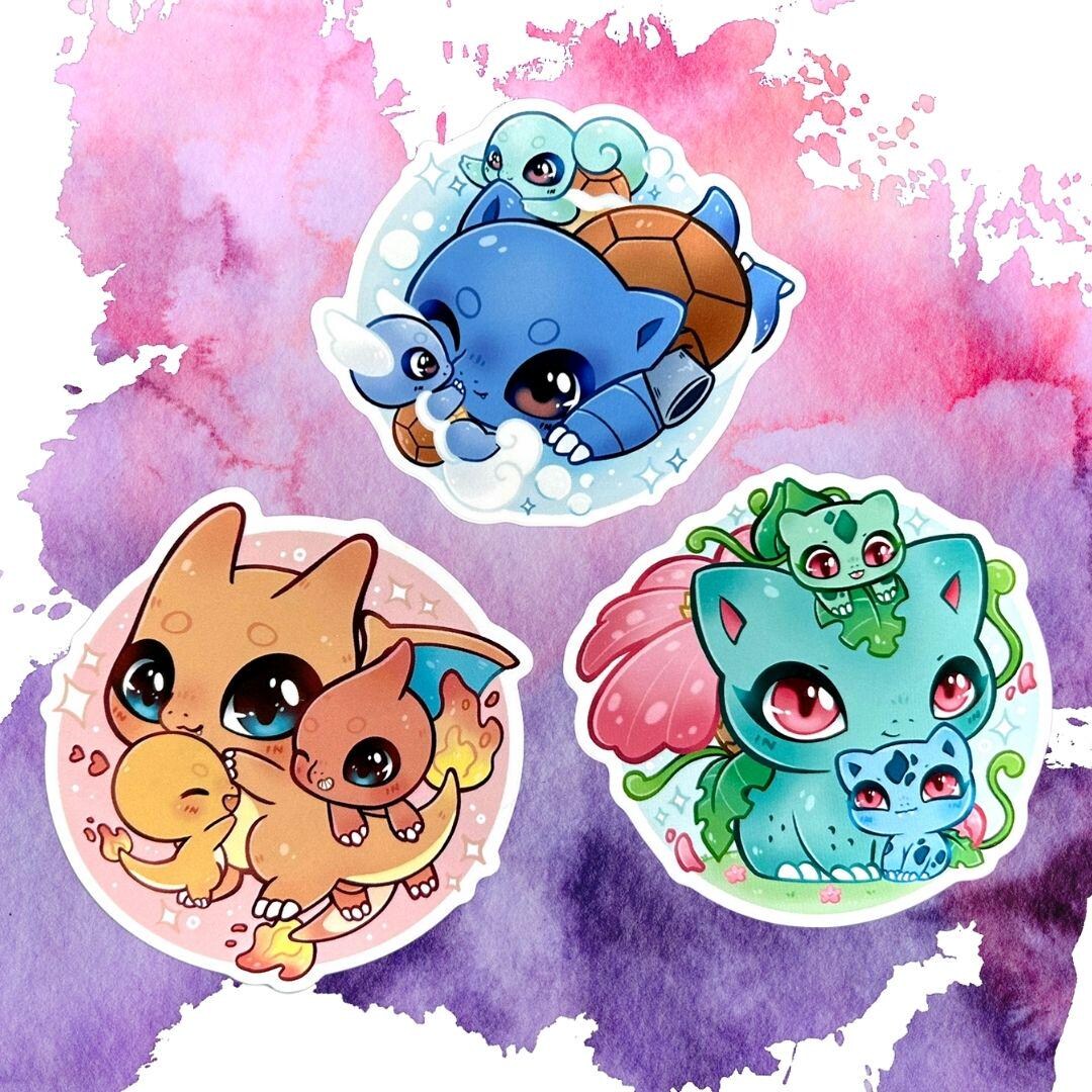 Charizard, Blastoise, Venusaur Families Stickers - Etsy