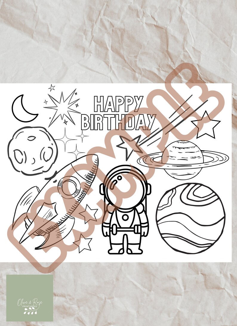 Digital Download Space Colouring Coloring Space Party - Etsy