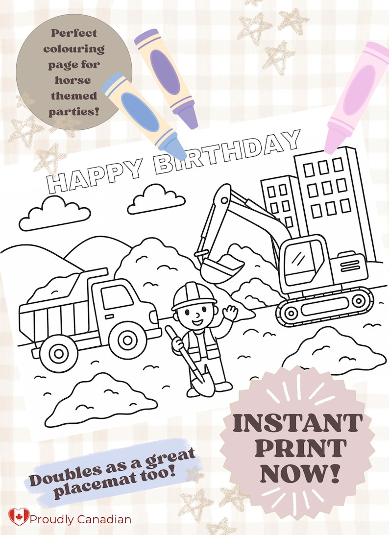 Digger Colouring, Construction Colouring Page, Digger Party, Coloring ...