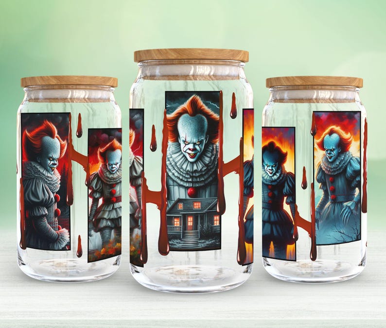 50+ Horror Movies 16oz Libbey Glass Can Png, Killer Characters Tumbler ...