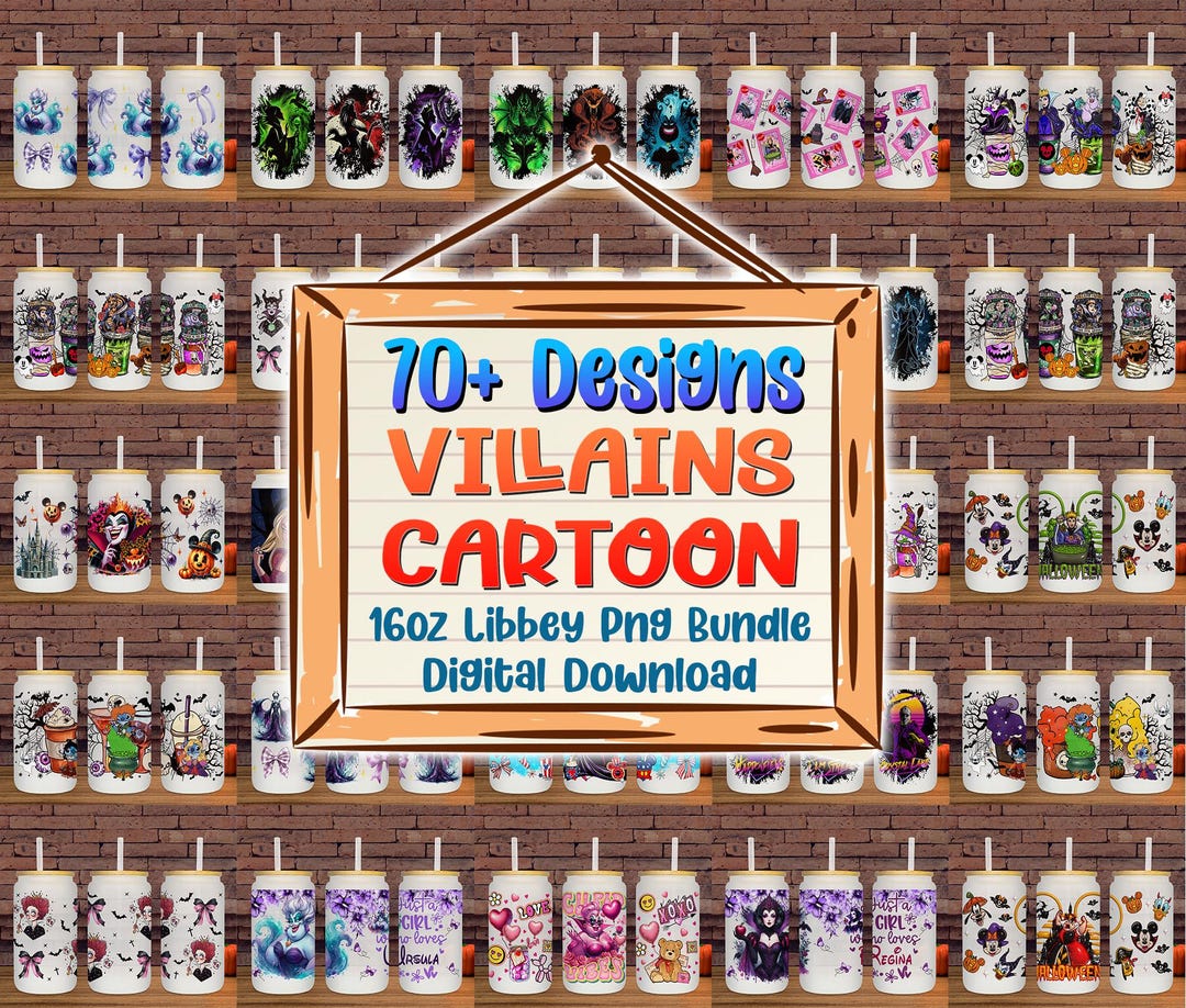 70+ Villain Movies 16oz Libbey Glass Can Png, Villain Characters Tumbler Png, Villain Vibes ...
