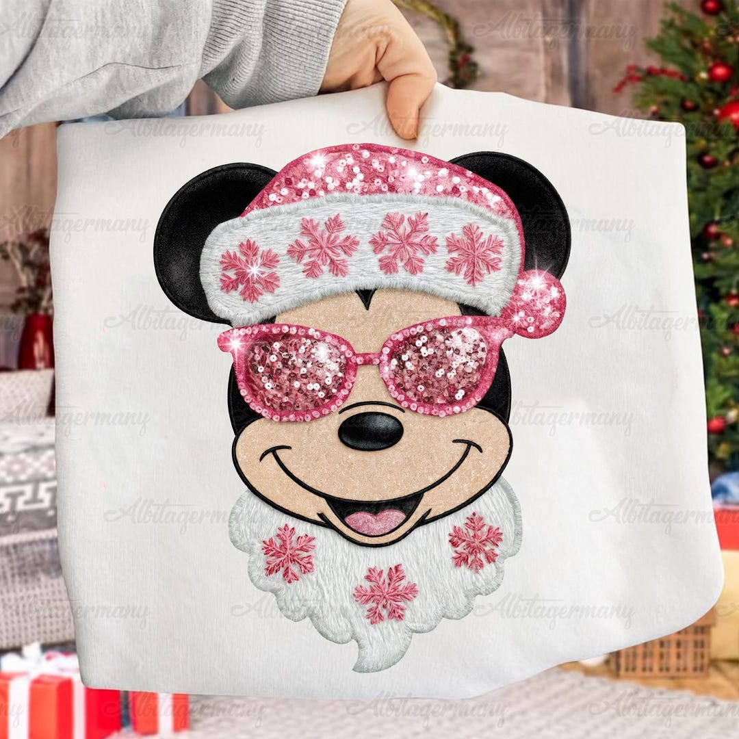Christmas Mouse Embroidery Png, Pink Mouse Embroidery Christmas Designs ...