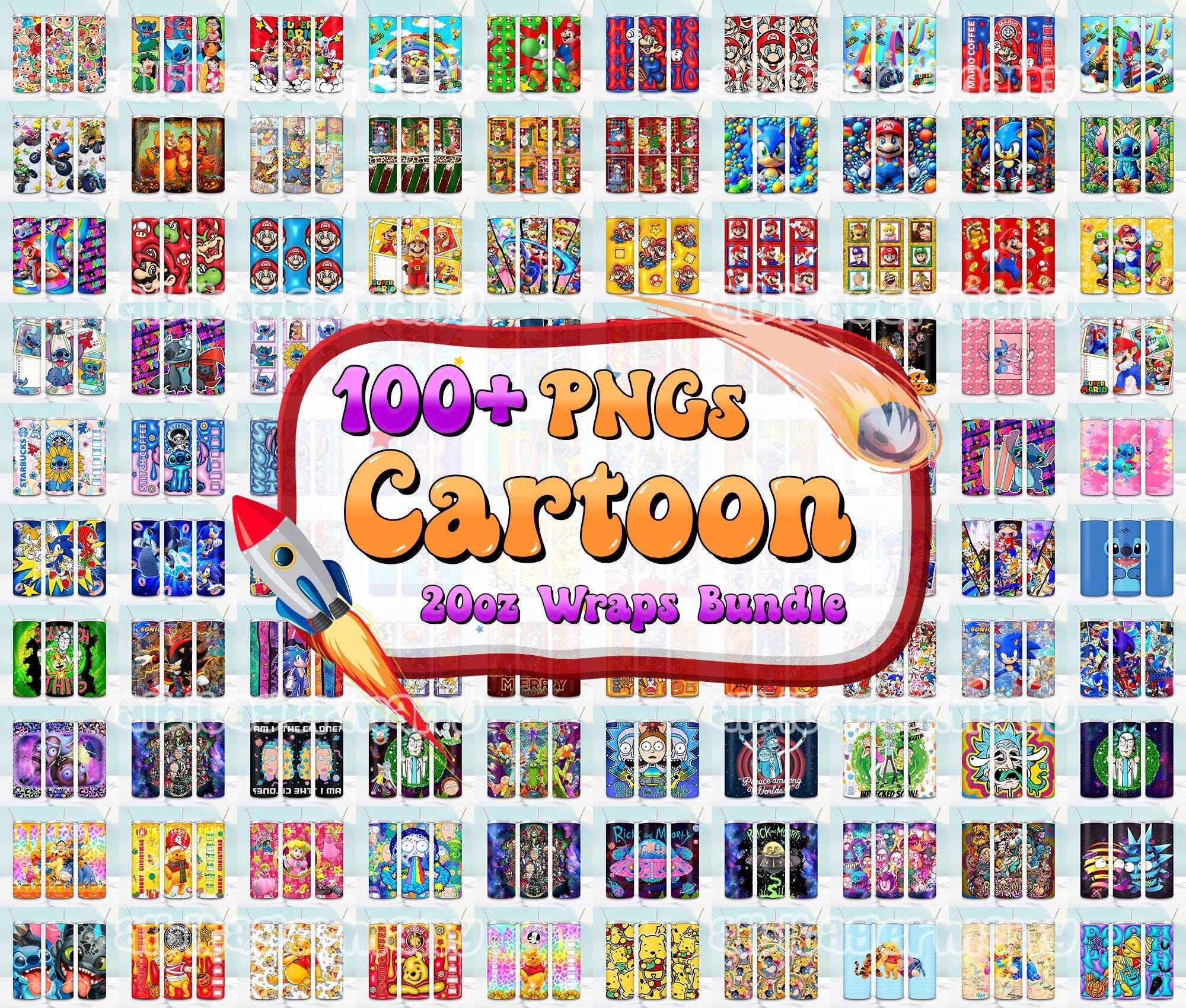 100+ Cartoon Characters 20oz Tumbler Wrap Bundle, Cartoon 20oz Tumbler ...