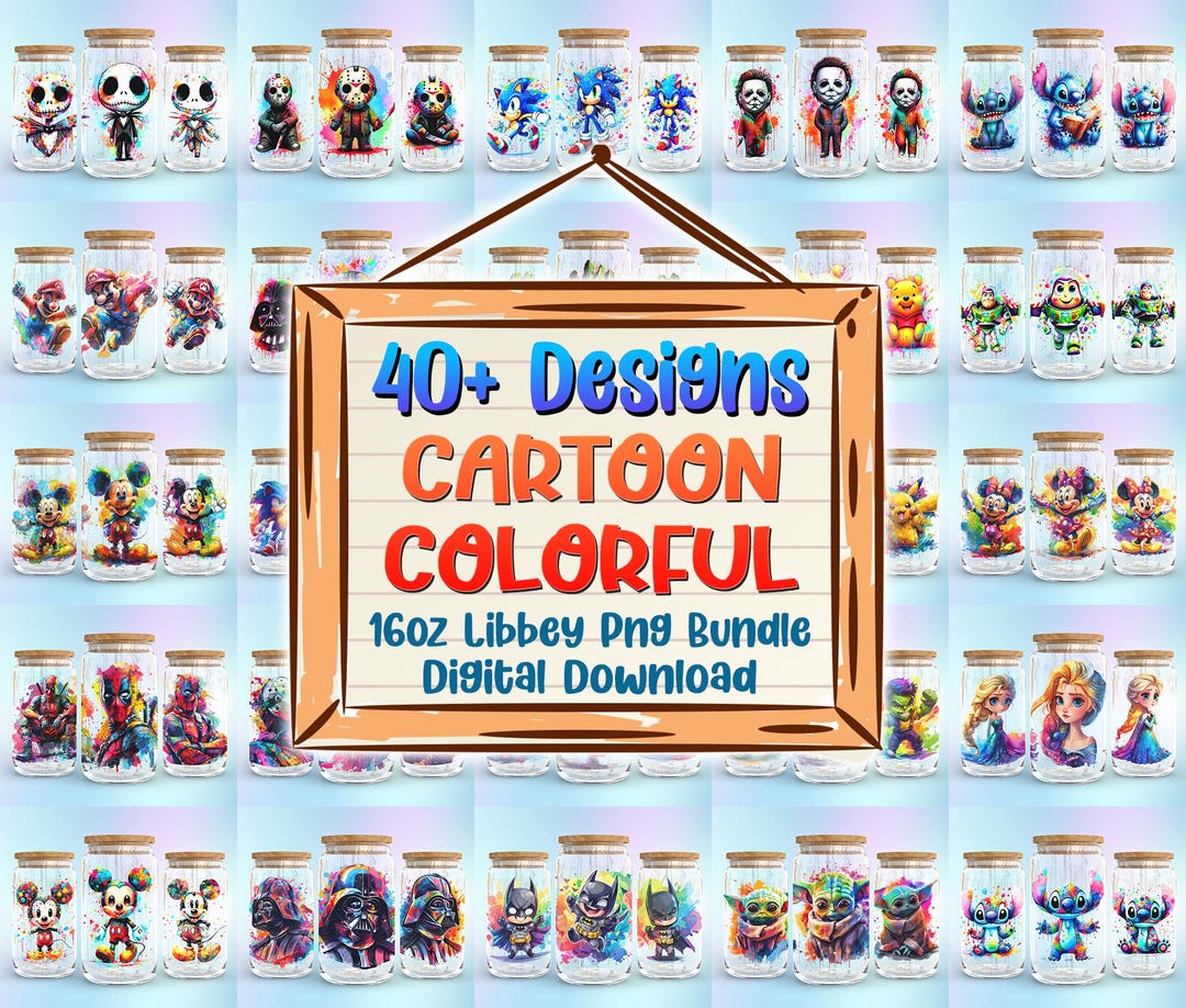 40+ Cartoon Colorful 16oz Libbey Glass Can Png, Cartoon Characters ...
