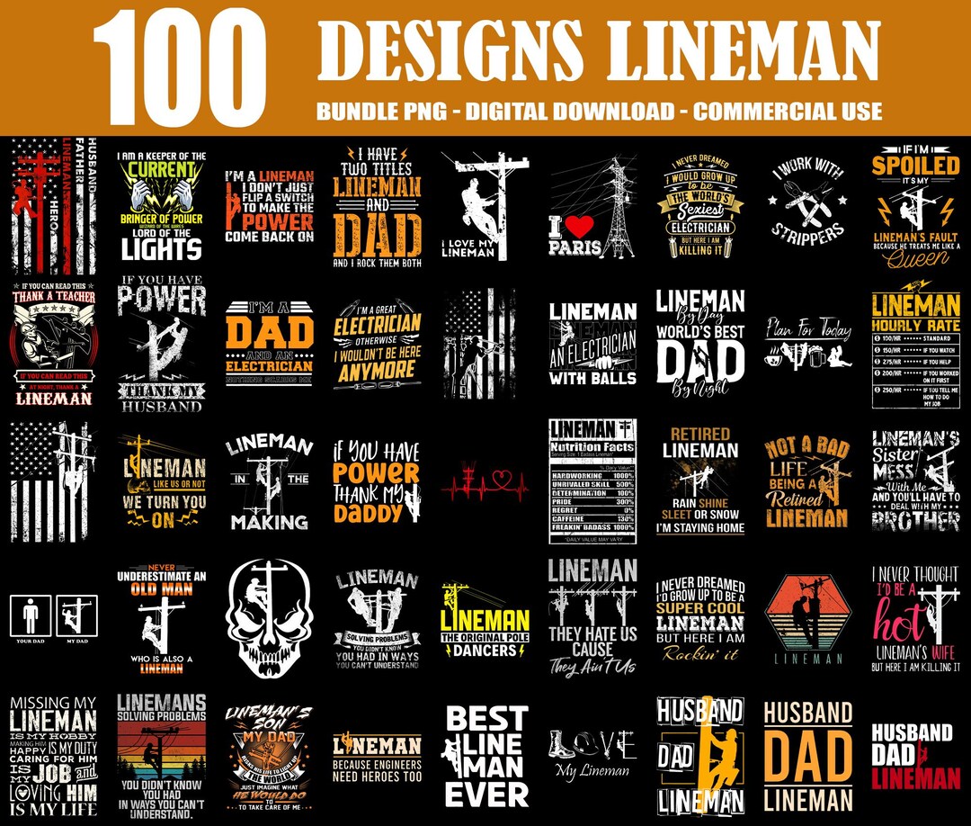100 Designs Lineman Png Bundle, Lineman Electrician Png, Lineworker Png ...
