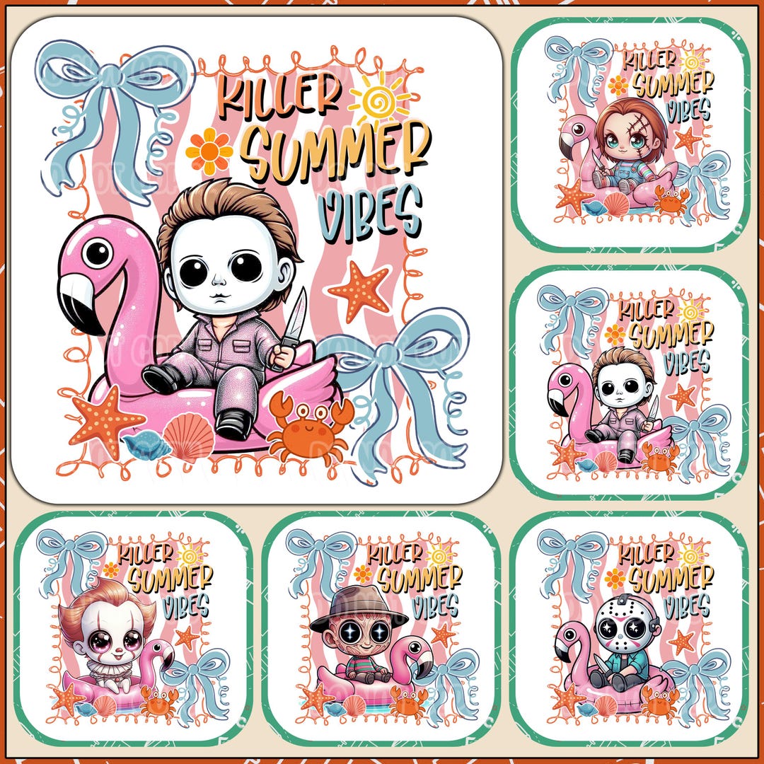 5 Files Horror Killers Summer Vibes Png, Coquette Bow Horror PNG, Baby ...