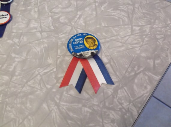 Vintage Jimmy Carter Inauguration Pin with Ribbon 1977 - Gem