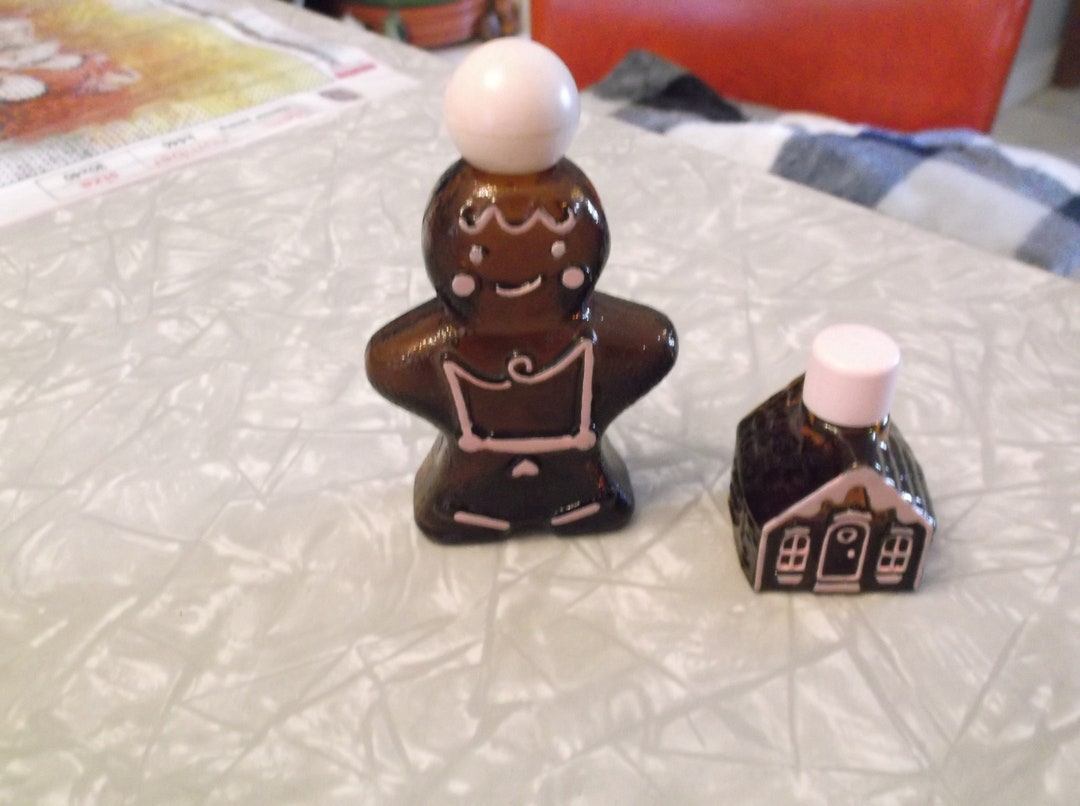 Vintage Avon Gingerbread Man and House Cologne Bottles - Etsy