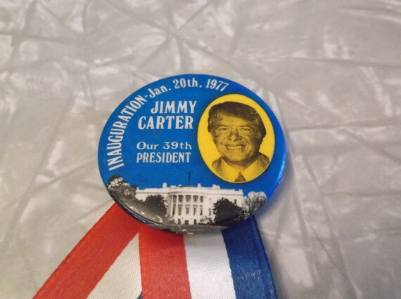Vintage Jimmy Carter Inauguration Pin with Ribbon 1977 - Gem