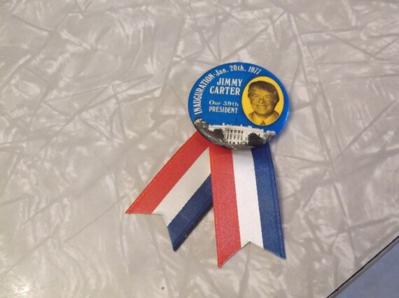 Vintage Jimmy Carter Inauguration Pin with Ribbon 1977 - Gem