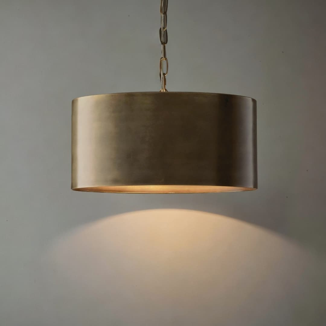 Set of 2 Drum Pendant Lighting Over Kitchen Island, Brass Hanging ...