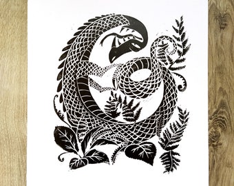 Dragon Lino Print - Etsy
