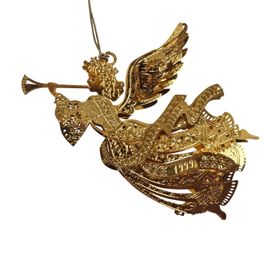 Vintage Danbury Mint Millennium Angel 23K Goldplated Christmas Ornament ...
