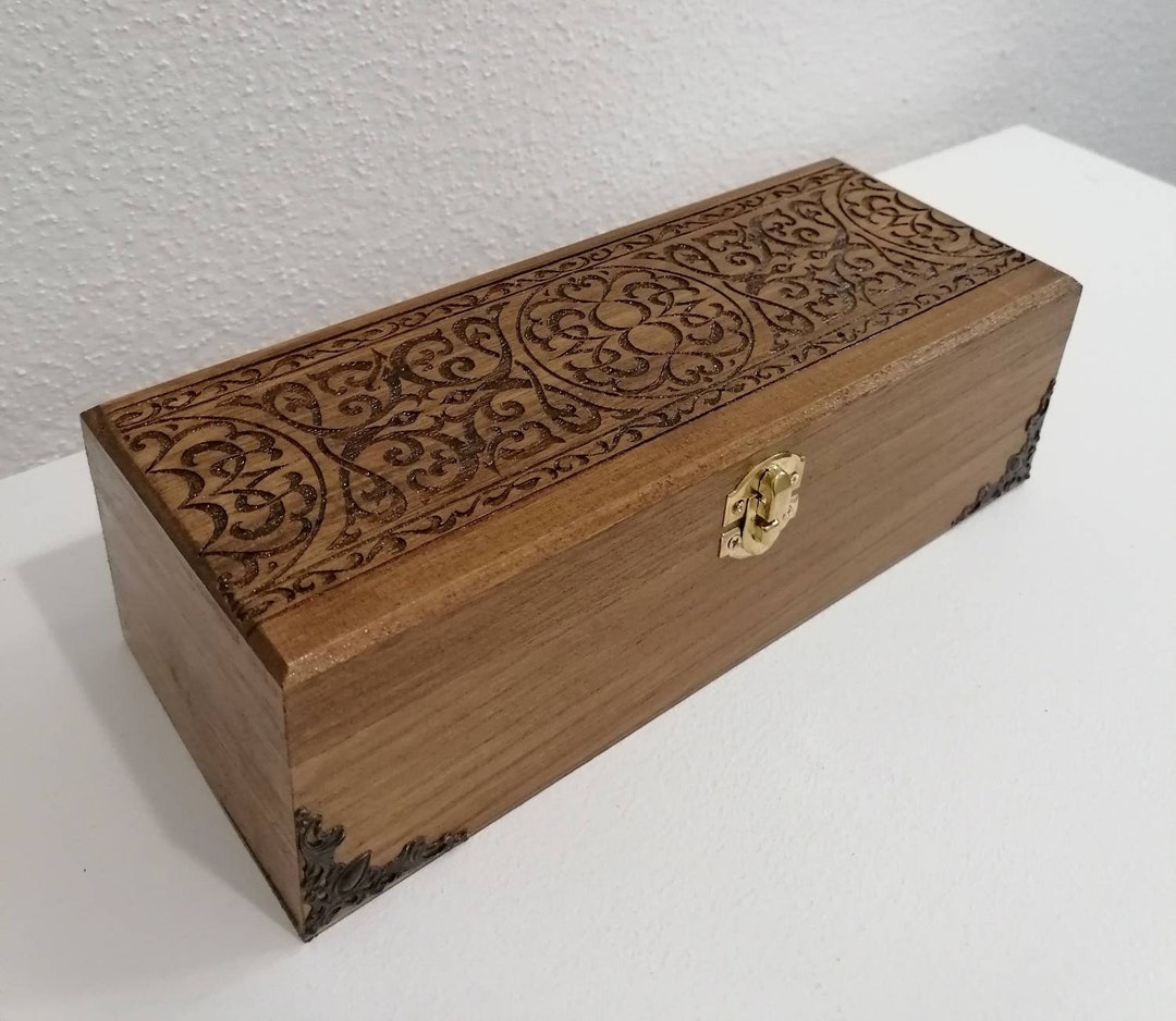 Medieval Wooden Box Engraved With Interlacing Style Middle - Etsy