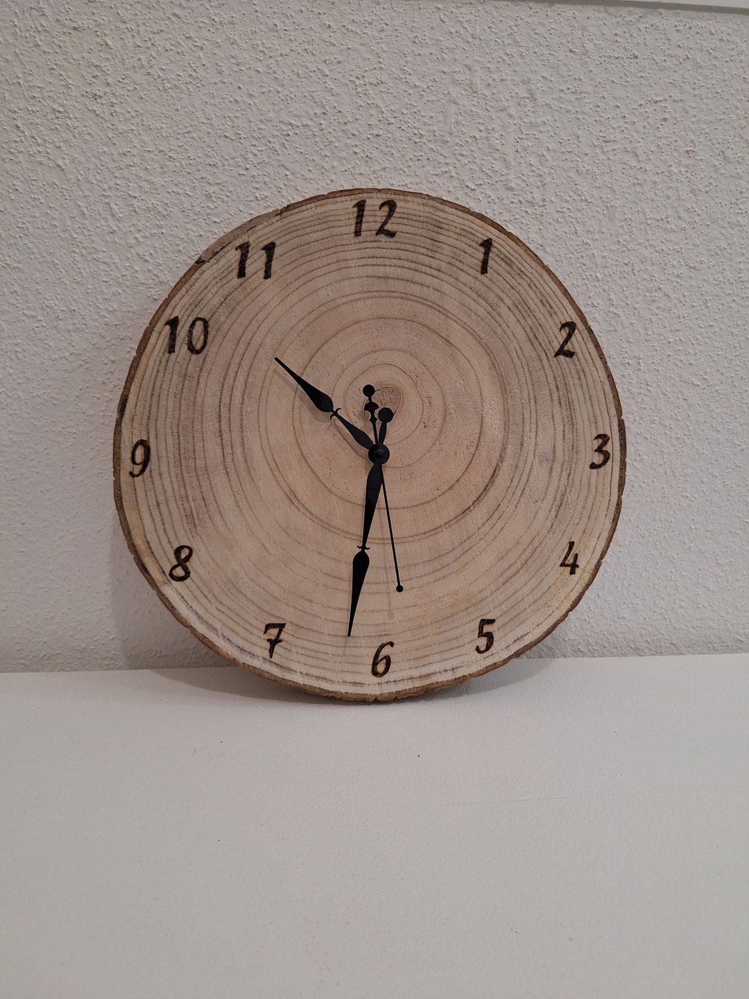 Engraved Wooden Log Clock With Bark Decoration Autumn Winter - Etsy