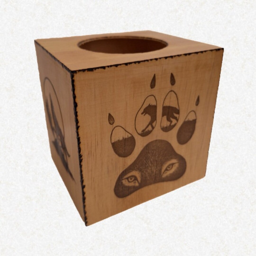 Tissue Box Engraved With Wolves Totem Wolf Dream Catcher, Imprint, Wolf ...