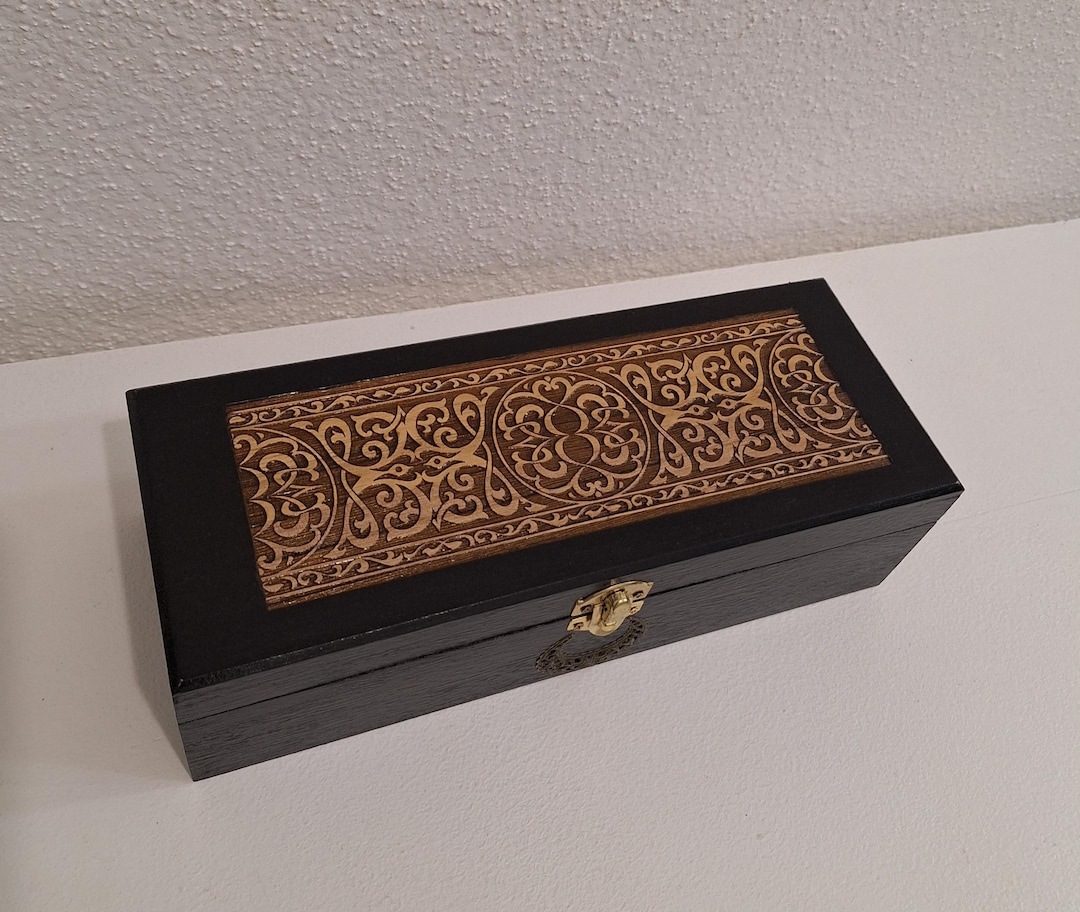 Medieval Wooden Box Engraved With Interlacing Middle Ages Style ...