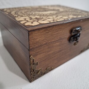 Wooden Box Engraved With a Mythical and Fantastic Animal Dragon Type ...