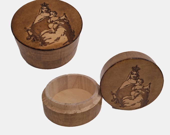 Our Lady of Mount Carmel Engraved Rosary Box or Scapular Case Marian ...