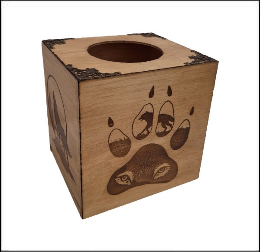 Tissue Box Engraved With Wolves Totem Wolf Dream Catcher, Imprint, Wolf ...