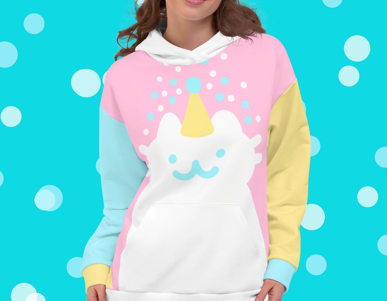 Happy Birthday Noodlecat Confetti Pastel Colorblock Fairy Kei - Etsy