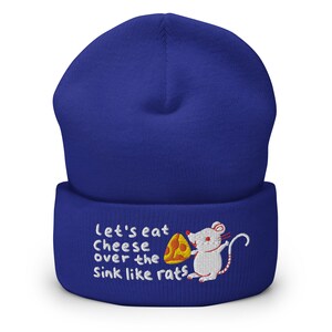 Lets Eat Cheese Over the Sink Like Rats Embroidered Cuffed Beanie - Etsy