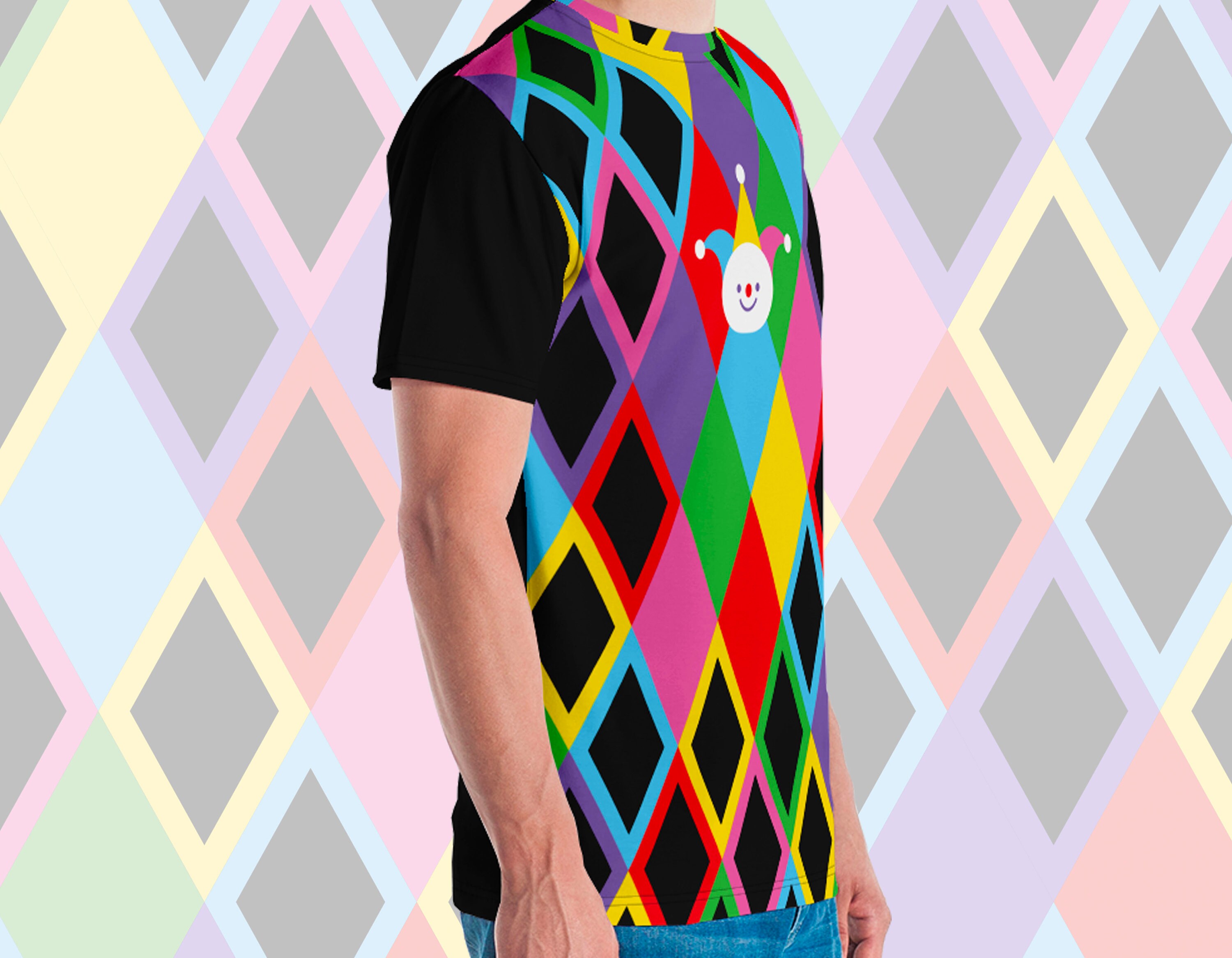 Clowncore Jester Shirt Let's Have Fun Today Bold Diamond Pattern Unisex ...
