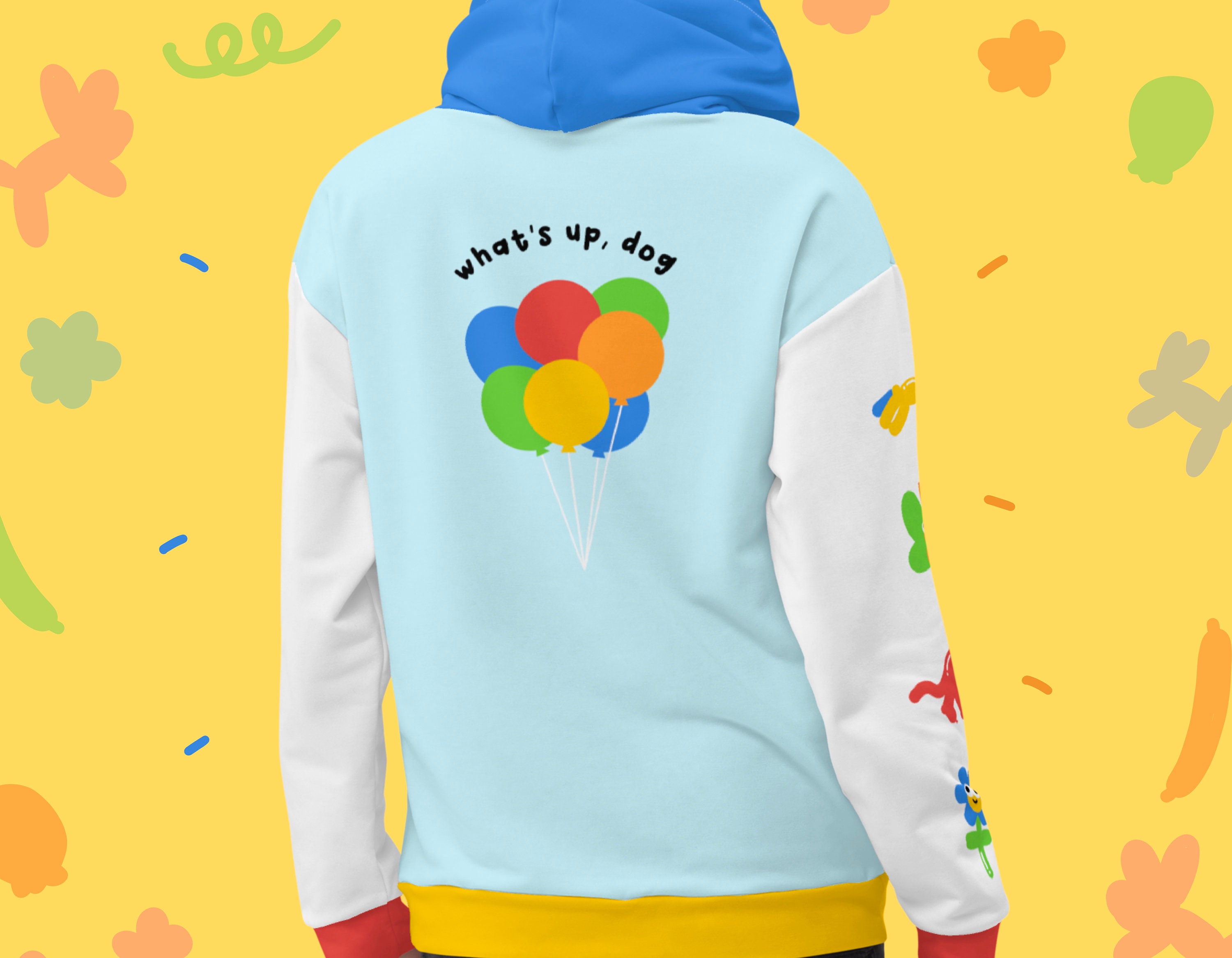 Balloon Dog Kidcore Primary Colorblock Unisex Hoodie | Etsy