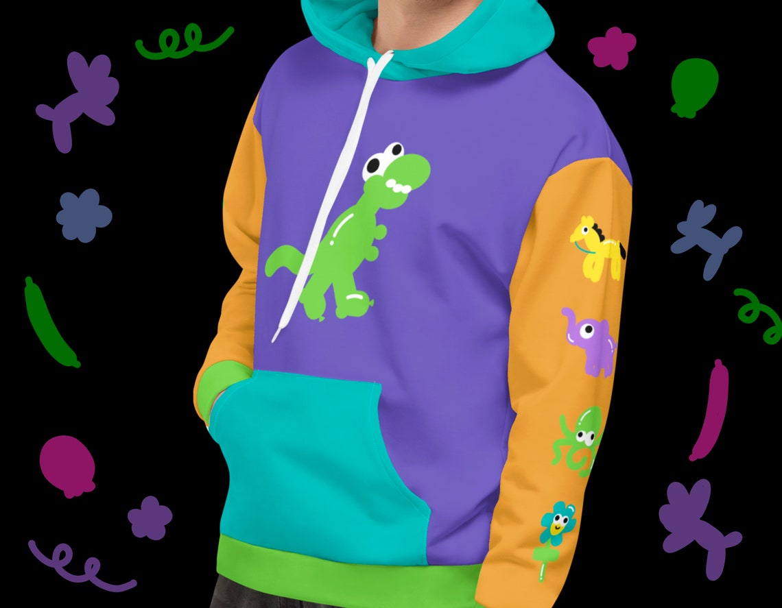 Dino Balloon Animal Kidcore 90s Retro Inspired Bold Colorblock - Etsy