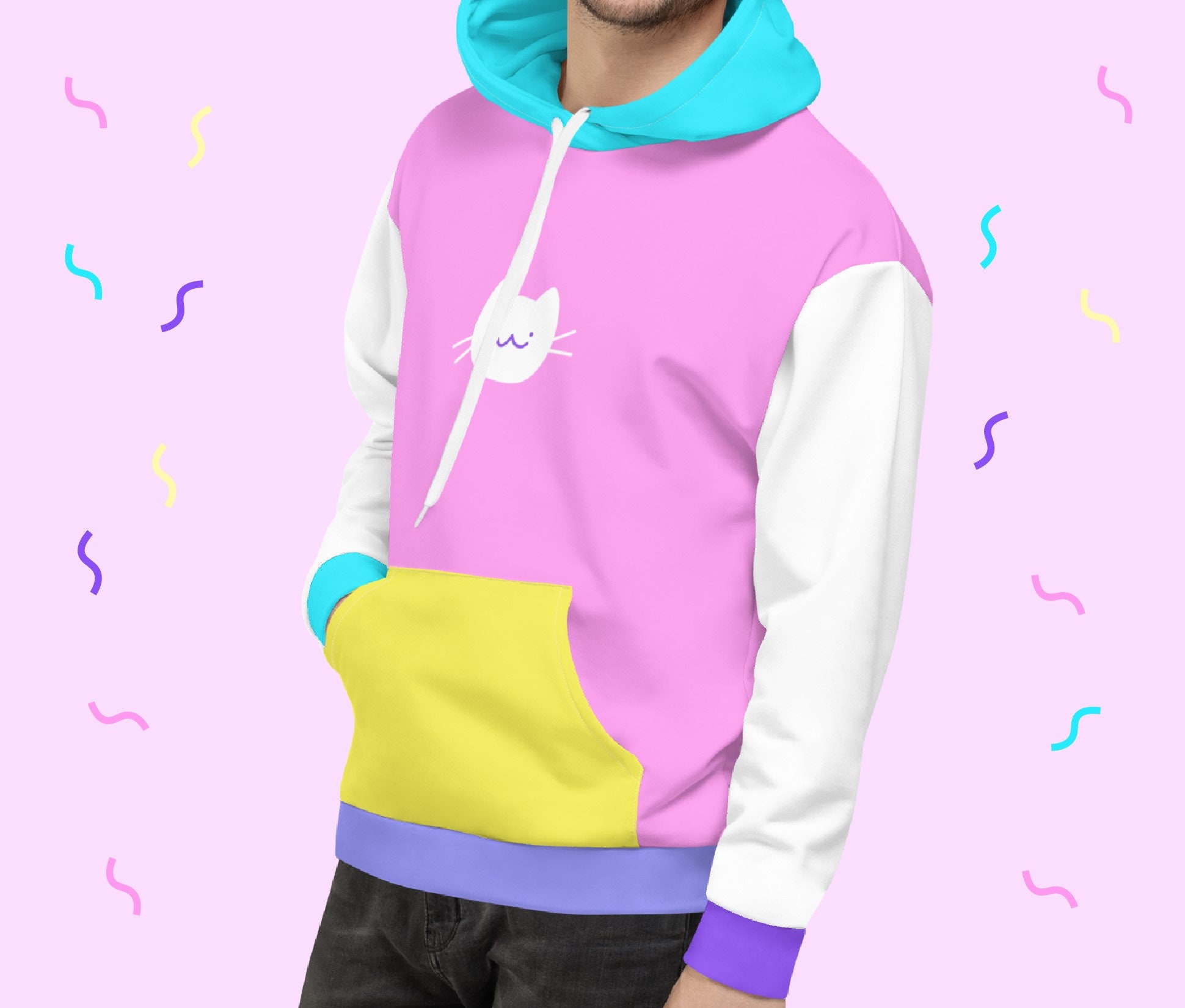 Noodlecat Nostalgic Neon Cozy Kawaii Cat Kidcore Colorblock - Etsy UK