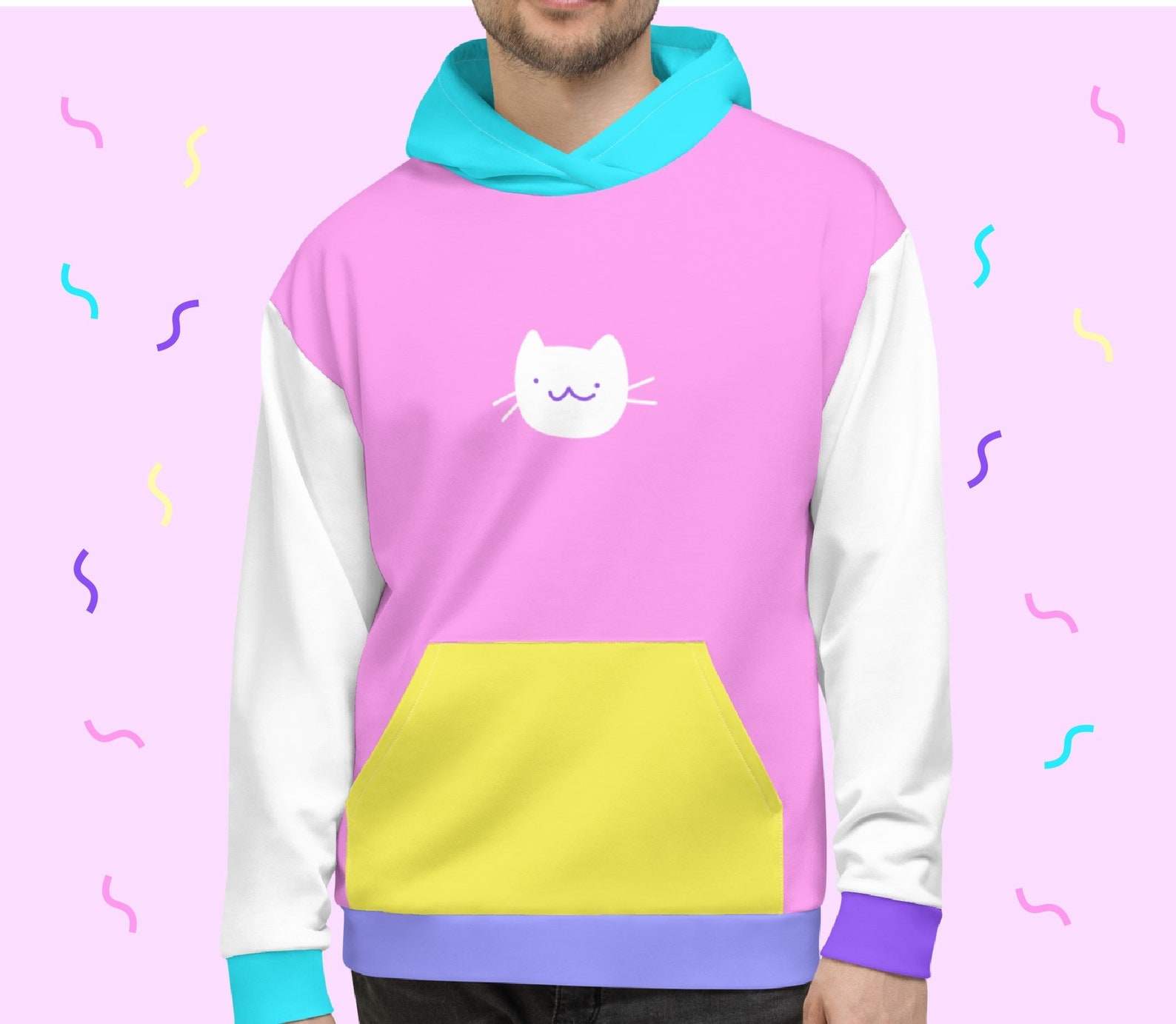 Noodlecat Nostalgic Neon Cozy Kawaii Cat Kidcore Colorblock - Etsy UK