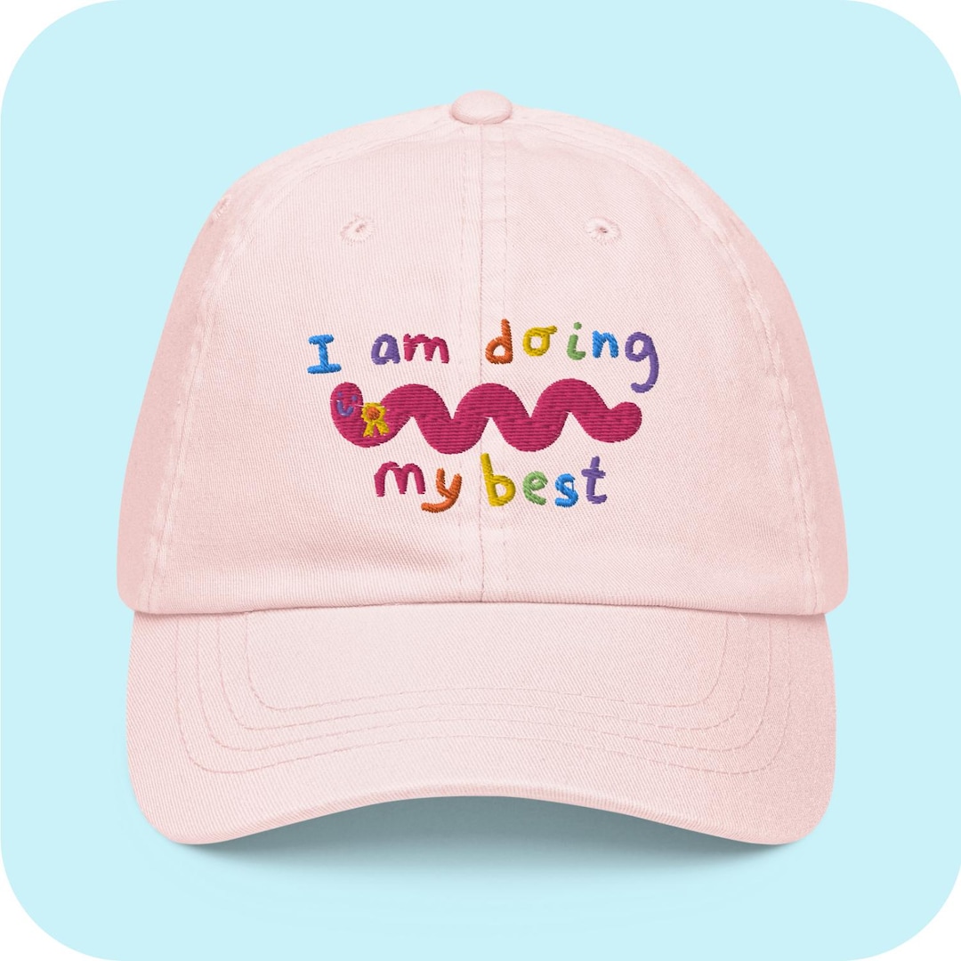 Doing My Best Embroidered Worm Pastel Baseball Hat - Etsy