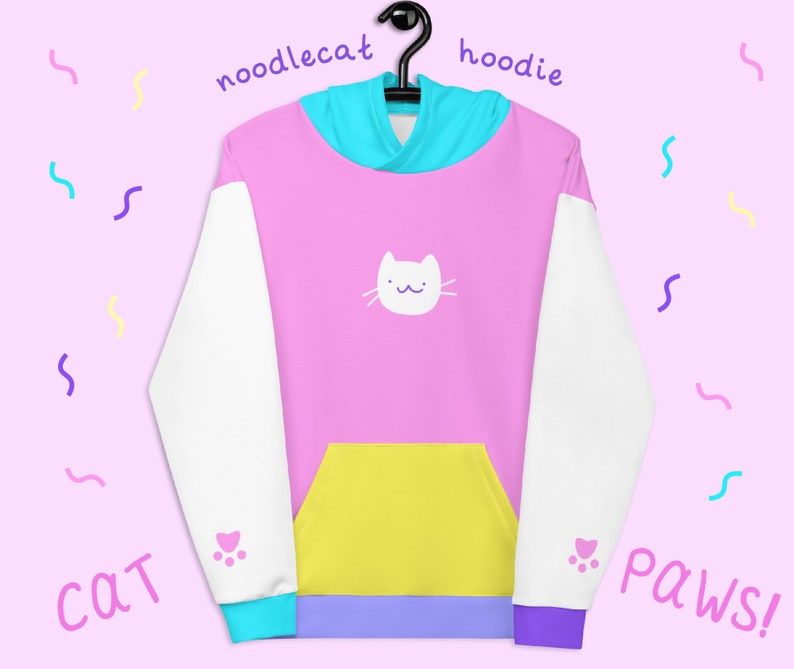 Noodlecat Nostalgic Neon Cozy Kawaii Cat Kidcore Colorblock | Etsy