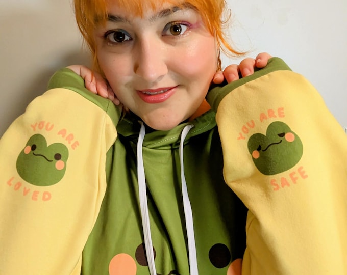 Friendly Frog Unisex Hoodie | You Are Safe You Are Loved Text on the ...