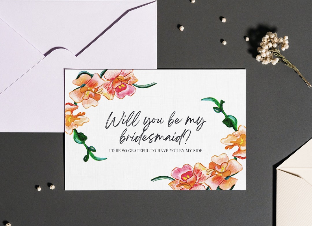 Will You Be My Bridesmaid Proposal Card, Floral Bridesmaid Proposal ...
