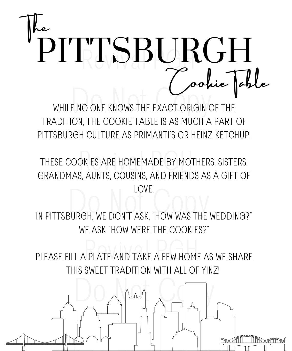 Pittsburgh Cookie Table Wedding Tradition Sign - Etsy