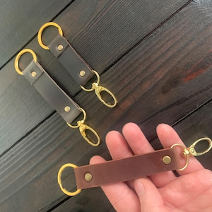 Leather Key Holders in Three Sizes With a Ring and Carabiner for Secure ...