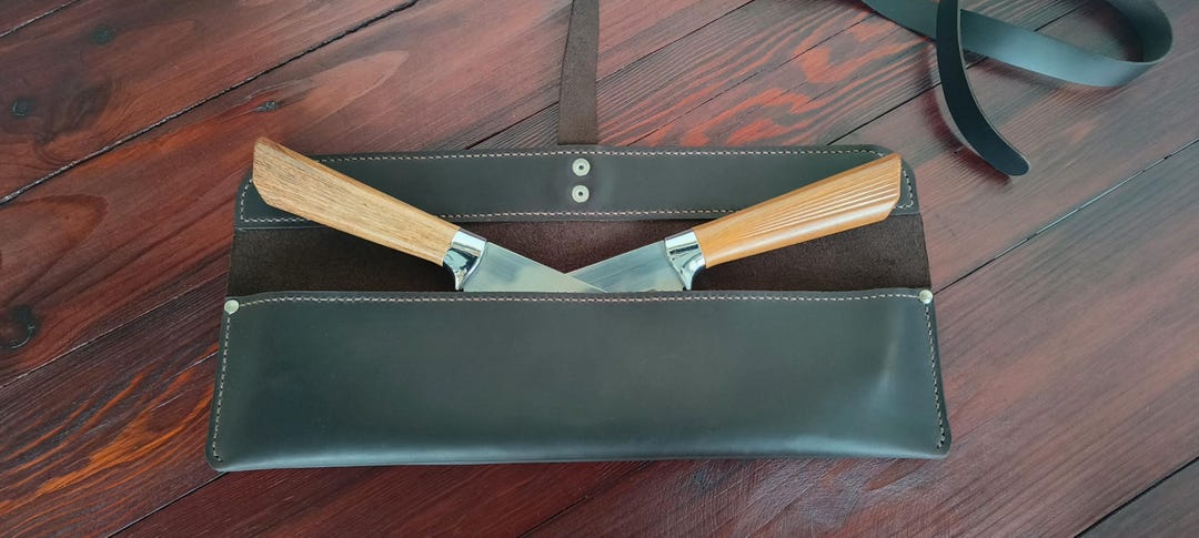 Personalized Knife Case With Initials, Chef Gifts, Leather Knife Holder ...