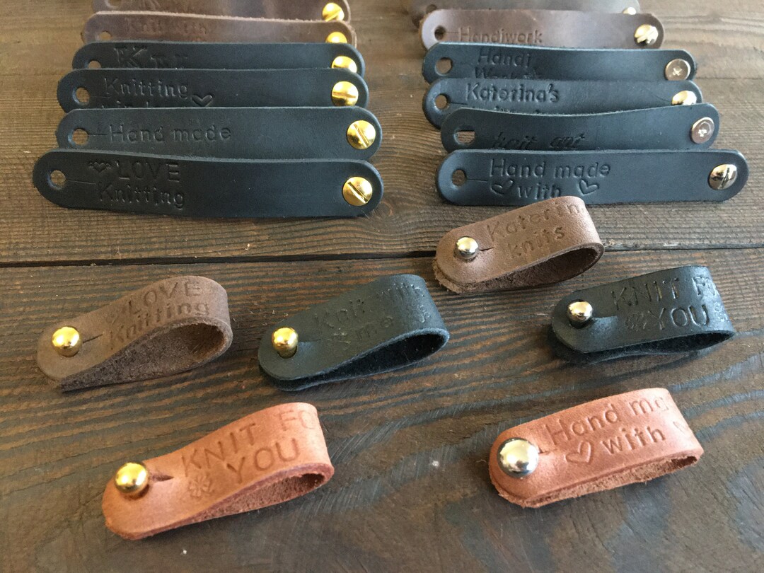 Custom Leather Tags With Rivet: Knitting & Crochet Labels - Etsy