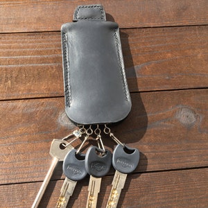 Big Leather Key Holder With Pull Strap, Keychain, Key Pouch, Handmade ...