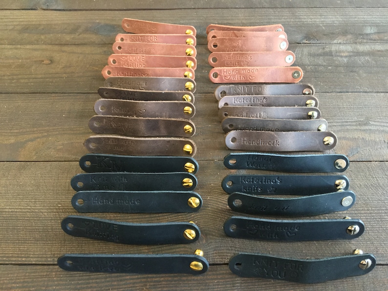 Custom Leather Tags With Rivet: Knitting & Crochet Labels - Etsy