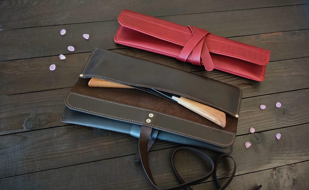 Personalized Knife Case With Initials, Chef Gifts, Leather Knife Holder ...