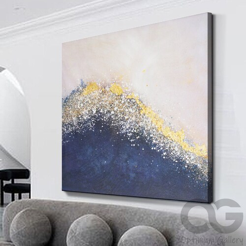 Original Navy Blue and Silver Abstract Glitter Art - Etsy