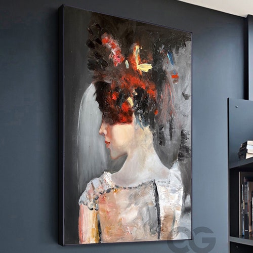 Large Faceless Portrait Painting Abstract Lady Painting Woman - Etsy